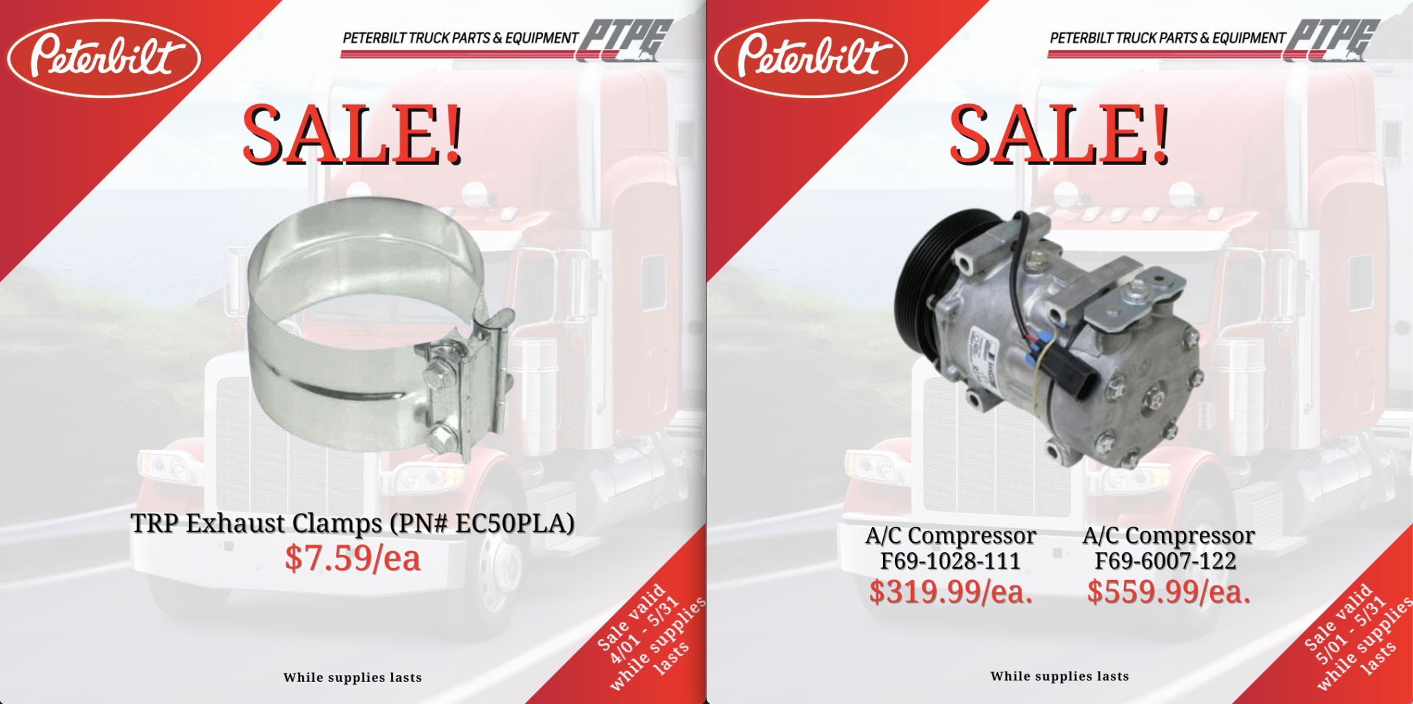 Reno Peterbilt truck parts by Peterbilt TPE